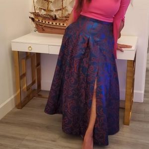 Anthropologie | Skirts | Maeve Anthropologie Pleated Blue Motif Shimmer ...